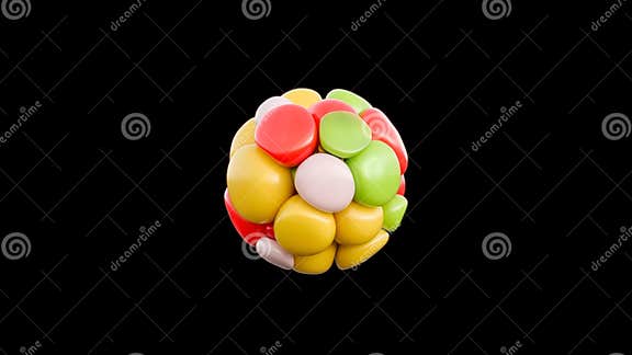 An Array of Colorful Spherical Candy Clusters Set Against a Black ...