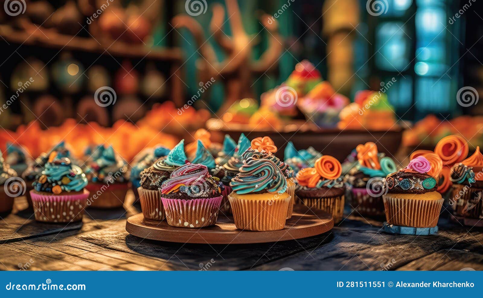 Array of Colorful Sweet Desserts in a Dessert Buffet Extreme Closeup ...