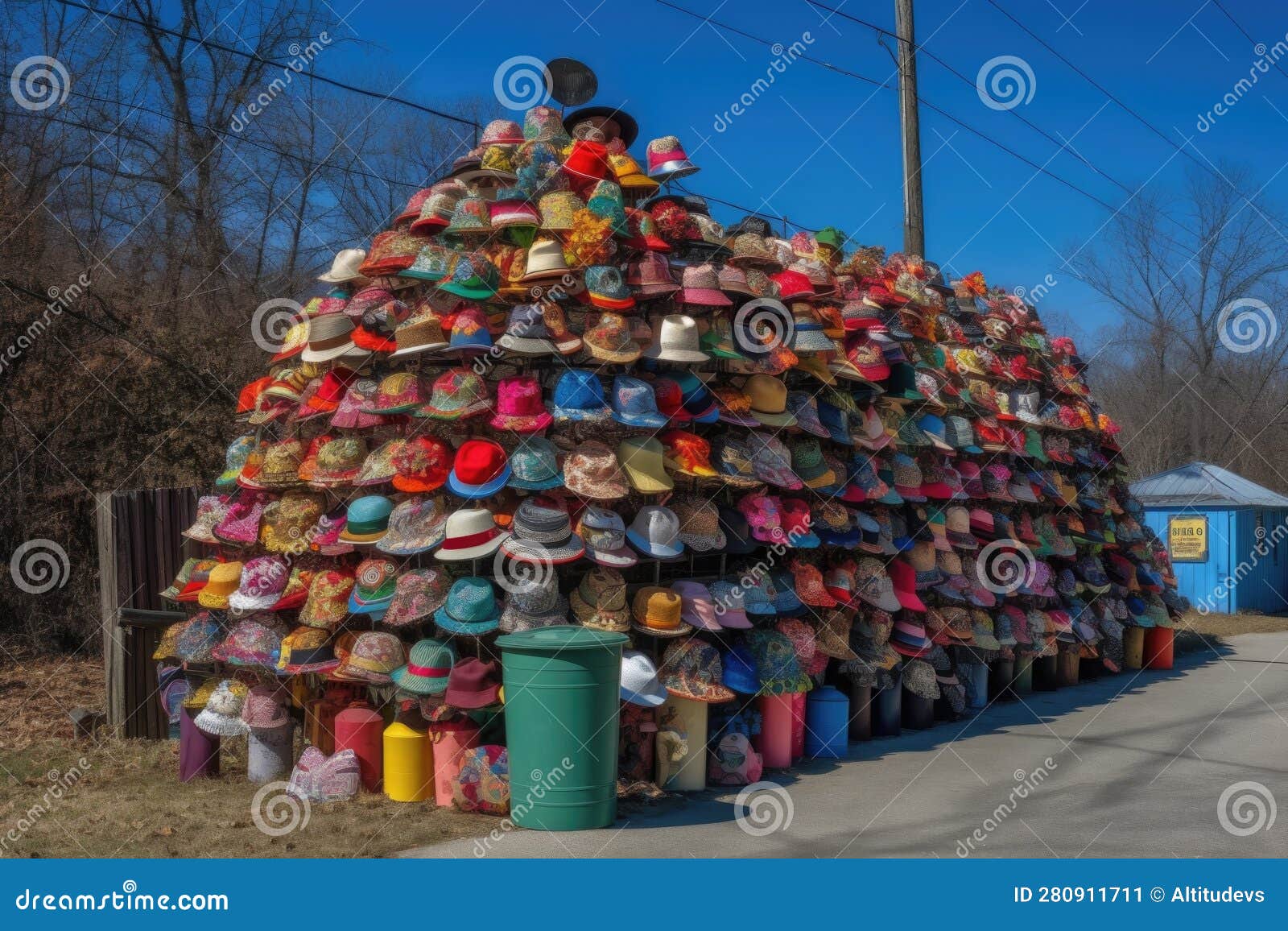 An Array of Colorful and Unusual Hats on Display at an Roadside ...