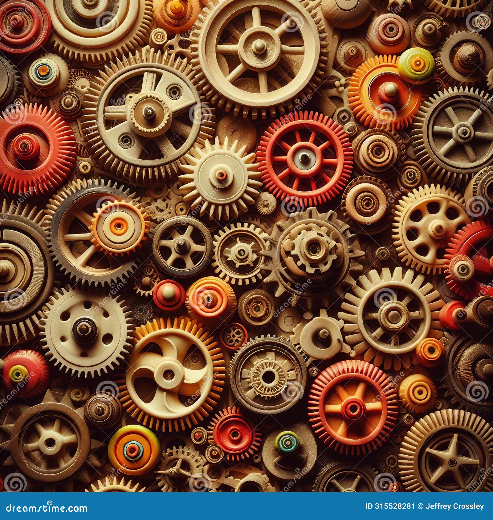 Array of Colourful Cogs,in a Vintage Look,ideal Background or Backdrop ...