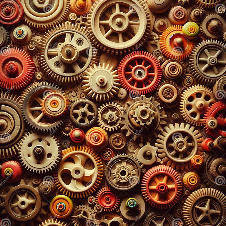 Array of Colourful Cogs,in a Vintage Look,ideal Background or Backdrop ...