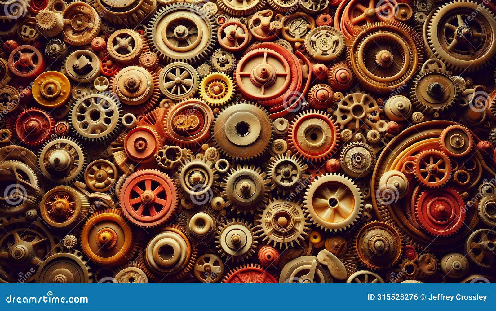 Array of Colourful Cogs,in a Vintage Look,ideal Background or Backdrop ...