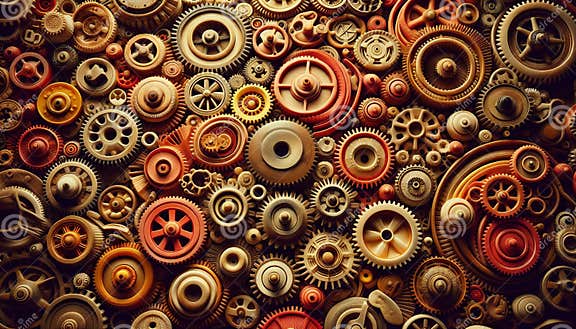 Array of Colourful Cogs,in a Vintage Look,ideal Background or Backdrop ...