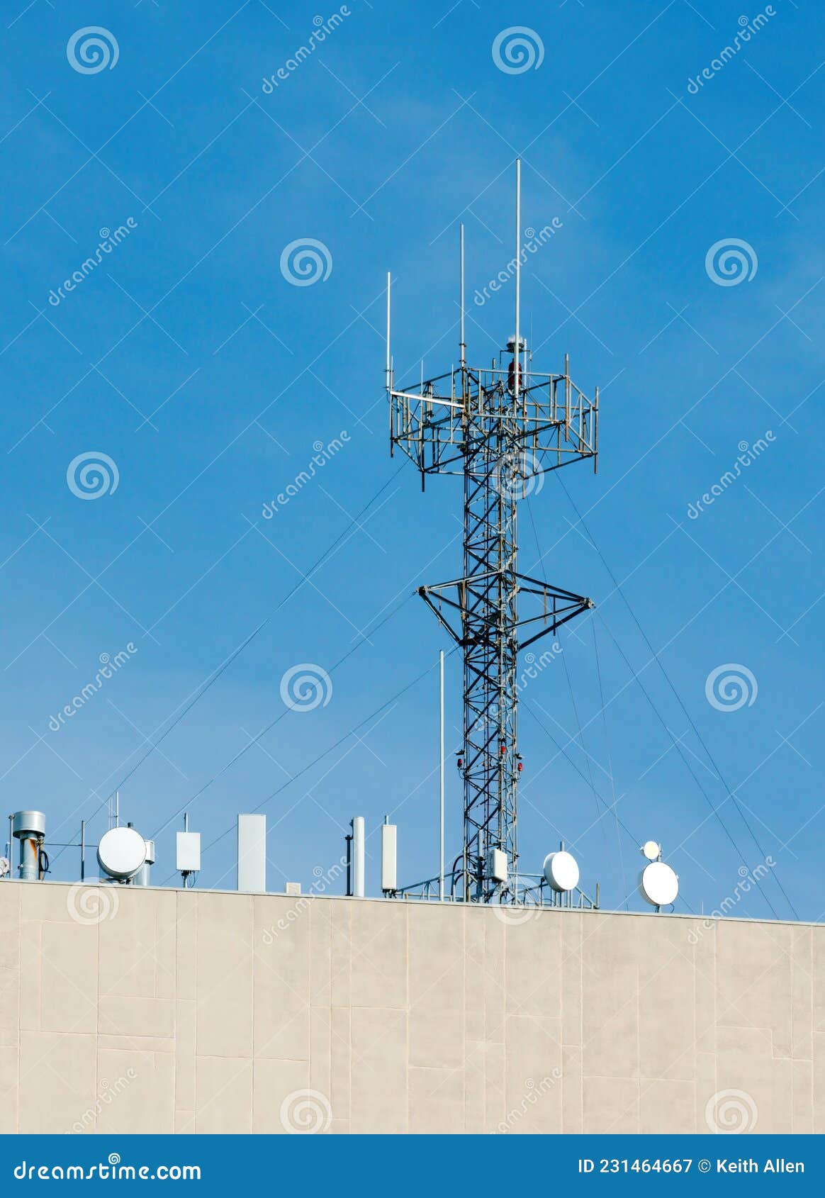 Array of Communication Antennas on a Building Stock Image - Image of ...