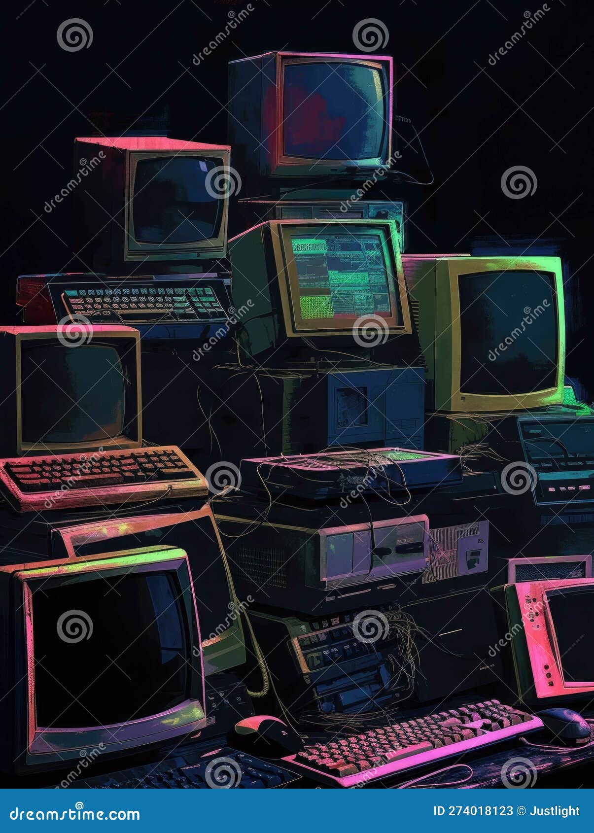 An Array of Computers and Monitors Each One Flashing a Mysterious ...