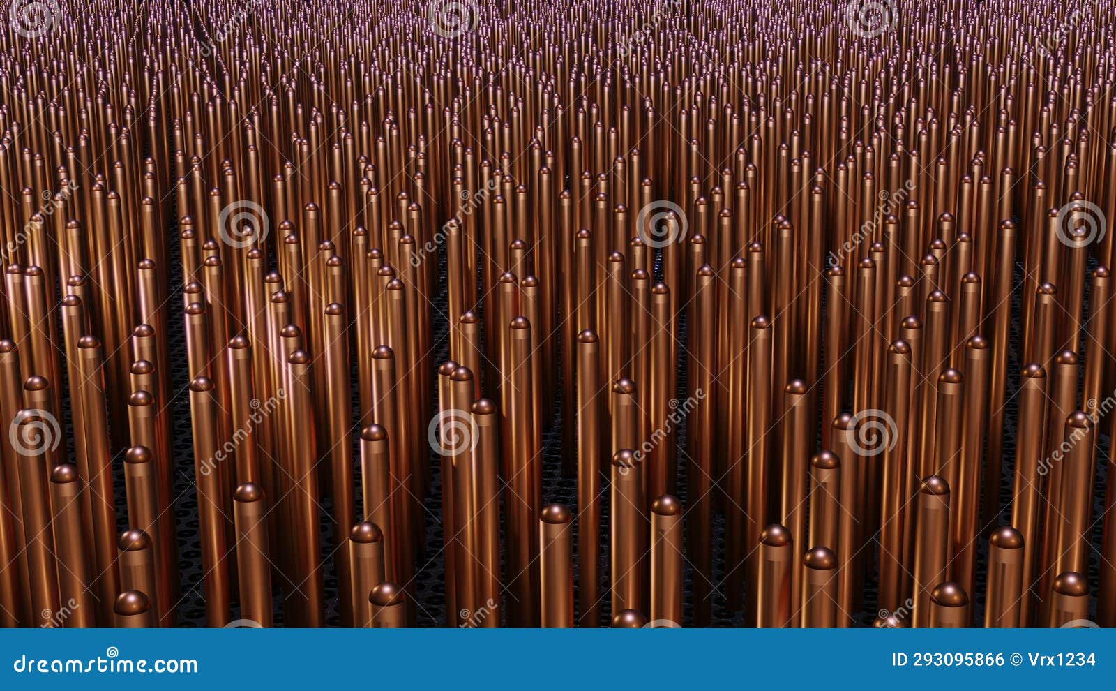 Array of Copper Nanowires. 3d Render Illustration Stock Illustration ...