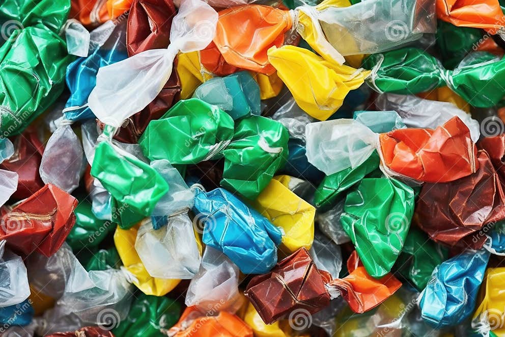 Array of Crumpled Paper Candy Wrappers Stock Image - Image of paper ...