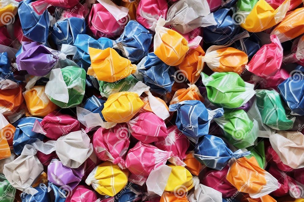 Array of Crumpled Paper Candy Wrappers Stock Image - Image of remnants ...