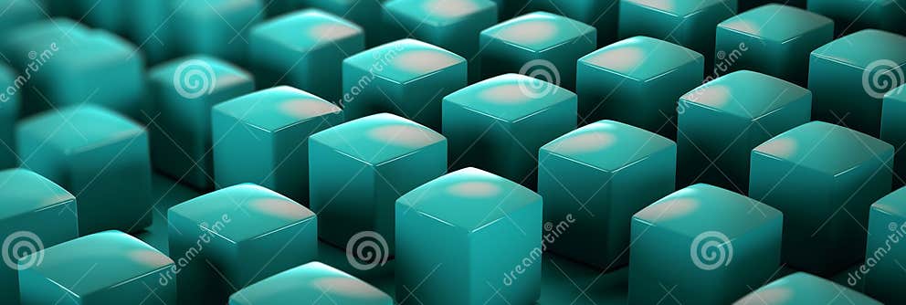 Array of 3D Teal Blocks. Geometric Banner Stock Photo - Image of ...