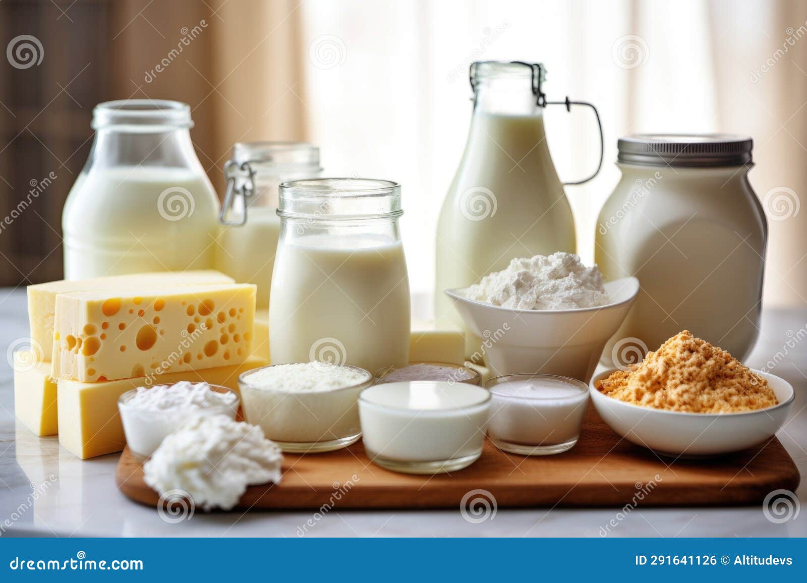 An Array of Dairy Substitute Products on a Kitchen Counter Stock Photo ...