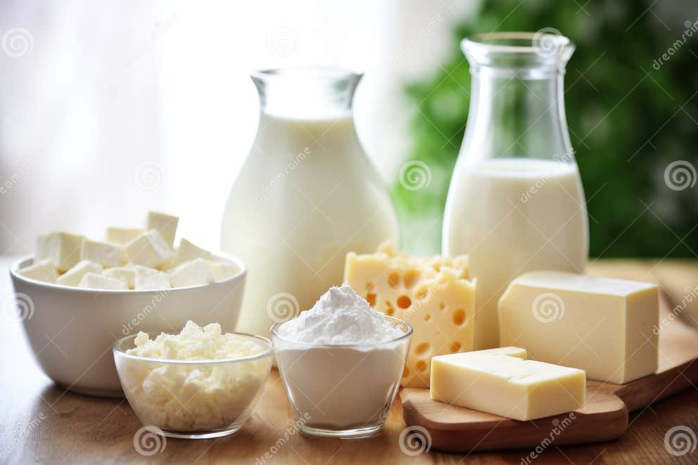 An Array of Dairy Substitute Products on a Kitchen Counter Stock Image ...