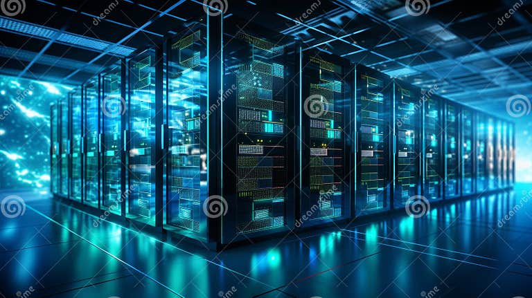 Array of Data Storage Disk Drives in a Server Room for Efficient Data ...