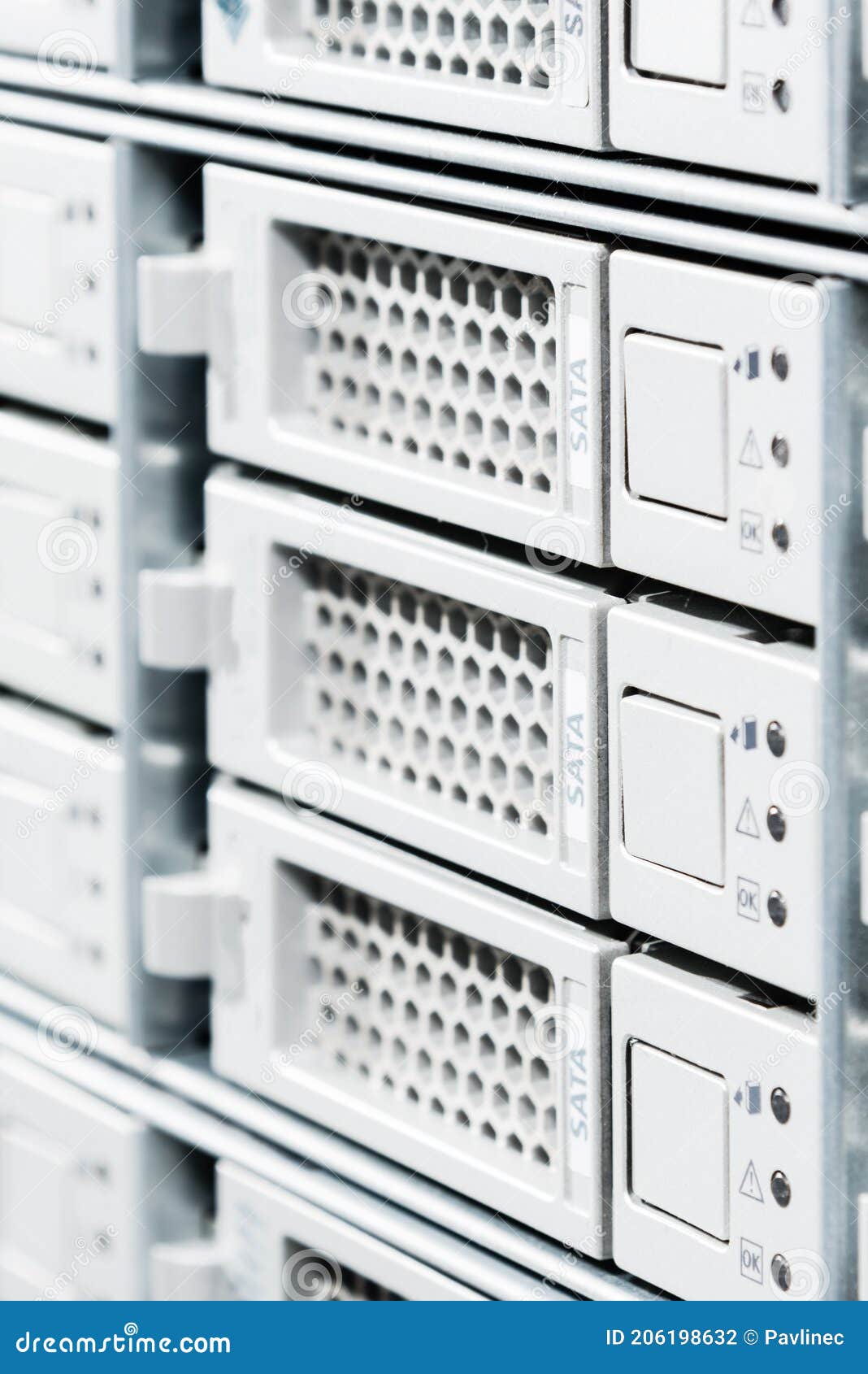 Array of Data Storage Hard Drives in Internet Data Center Stock Photo ...