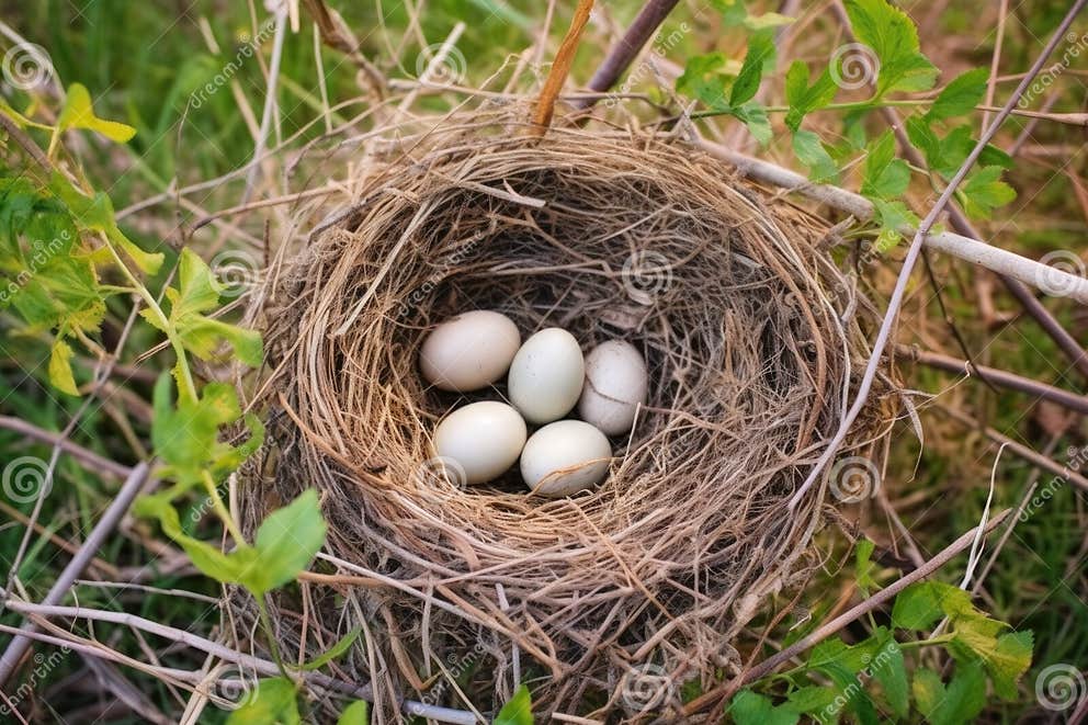 An Array of Different Birds Nests Nestled in Bushes Stock Image - Image ...