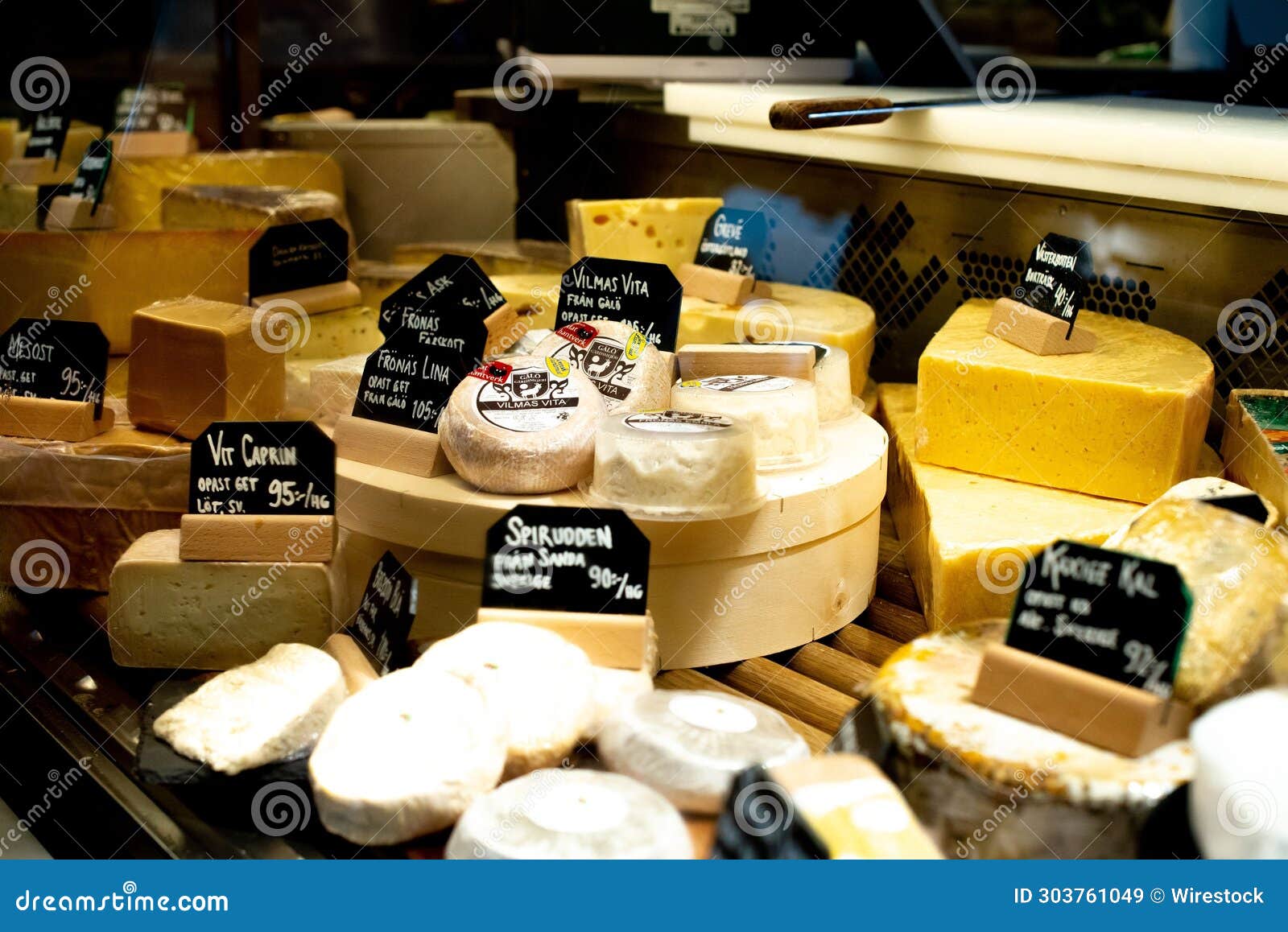 Array of Different Cheeses with Pricing Tags Attached Editorial Stock ...