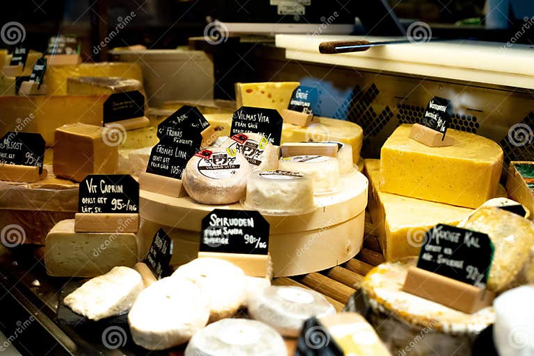 Array of Different Cheeses with Pricing Tags Attached Editorial Stock ...
