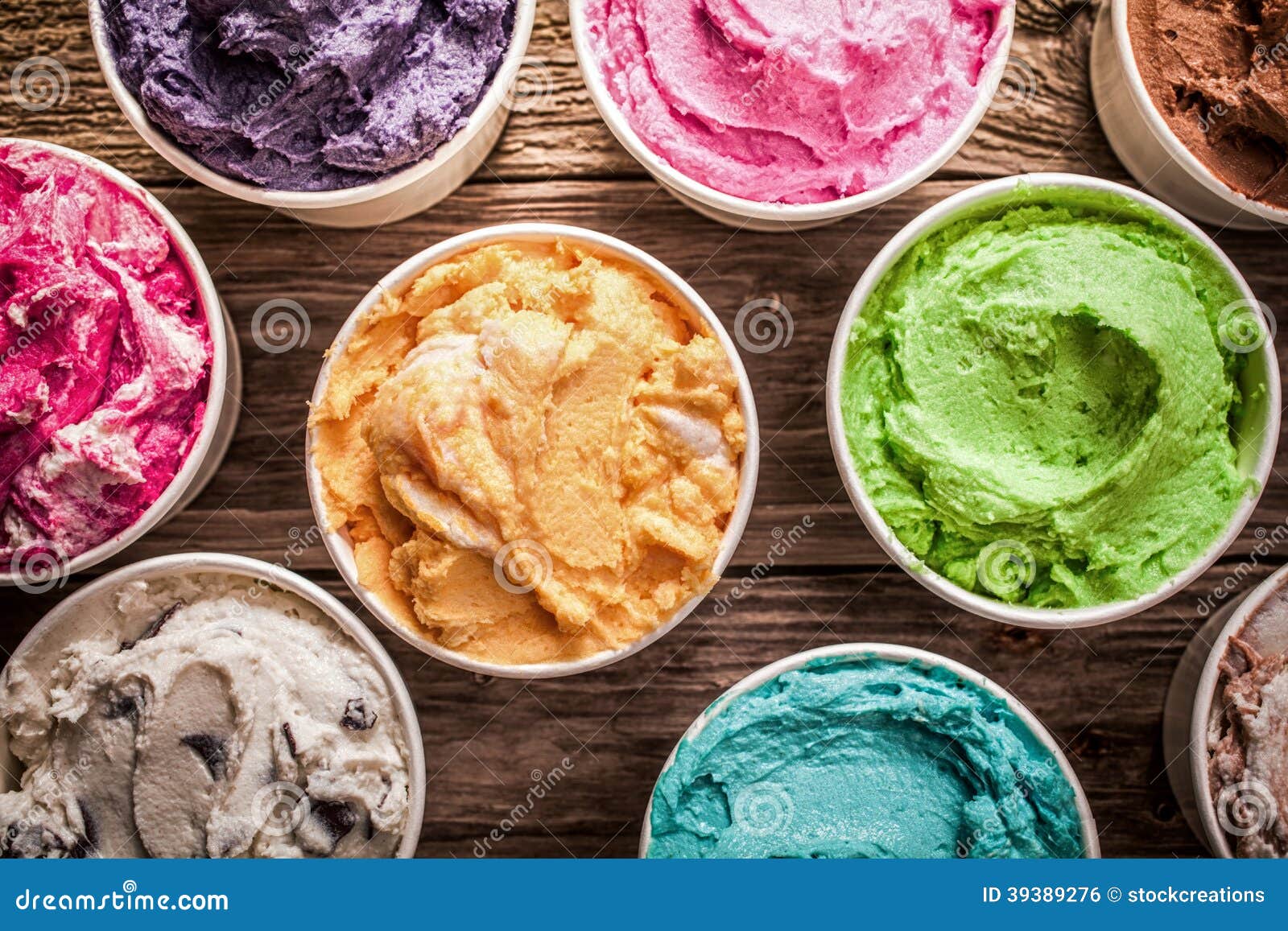 Array of Different Flavored Colorful Ice Cream Stock Photo - Image of ...
