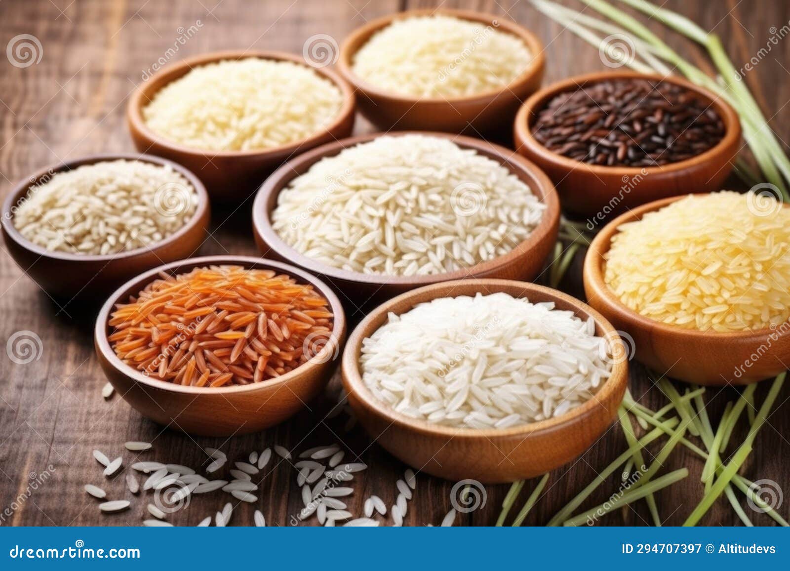 An Array of Different Rice Varieties in Grain Form Stock Image - Image ...