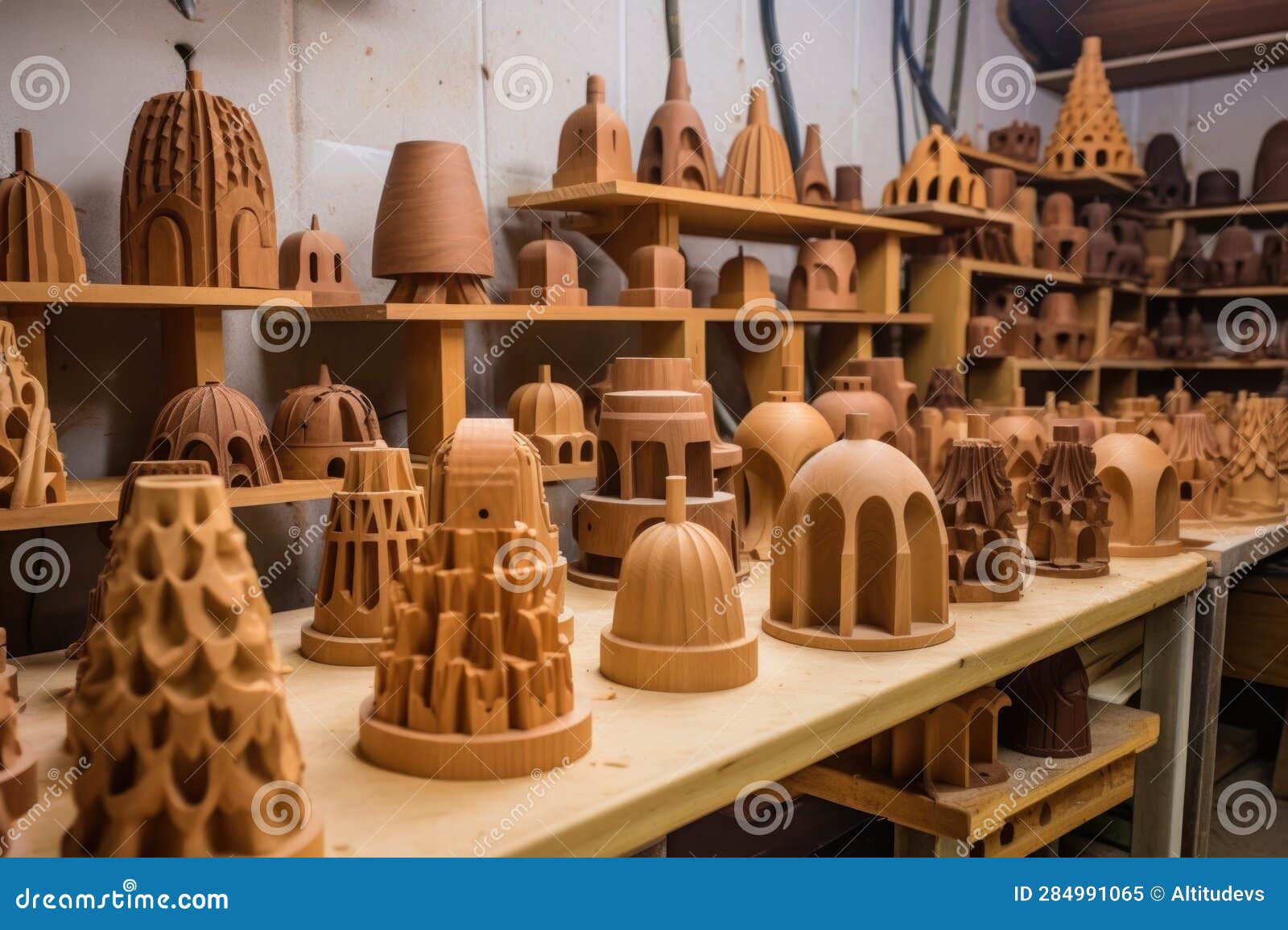 Array of Different Sized Bell Molds in Workshop Stock Illustration ...