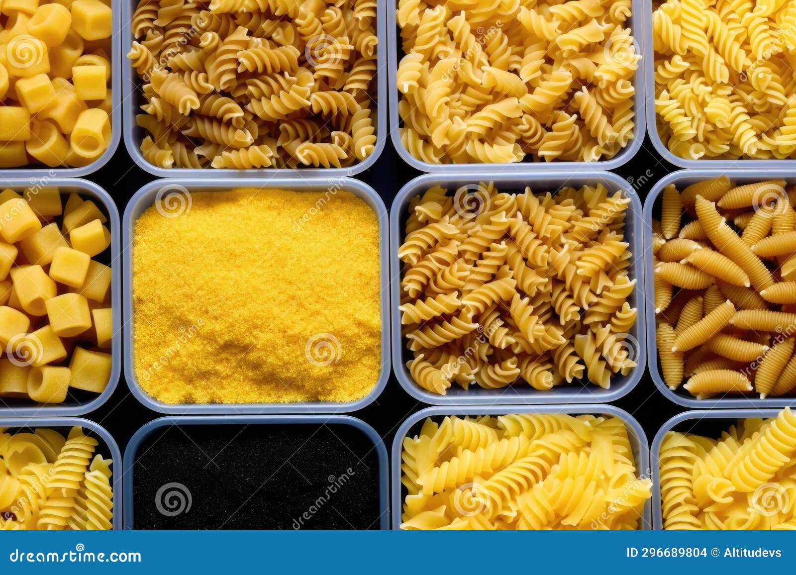 An Array of Differently Shaped Pasta in Containers Stock Photo - Image ...