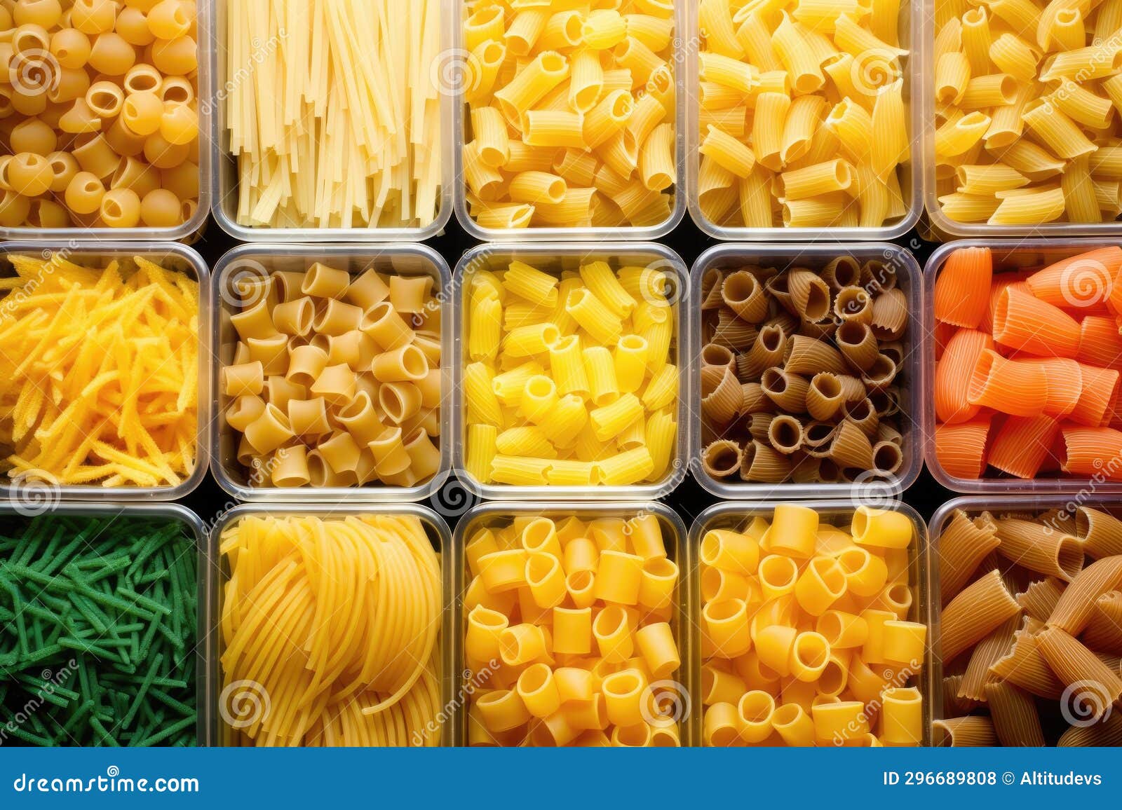 An Array of Differently Shaped Pasta in Containers Stock Photo - Image ...
