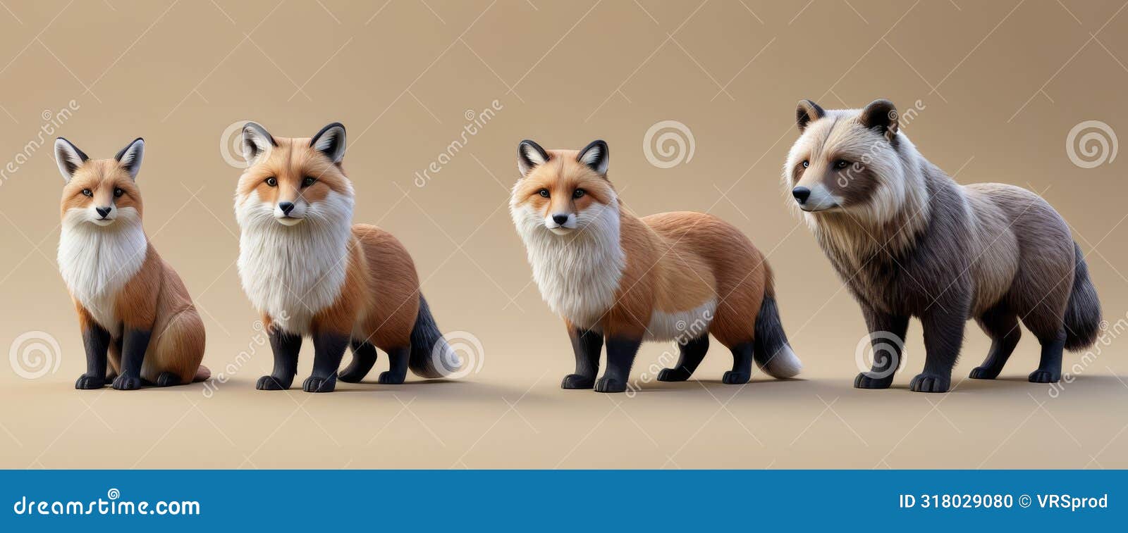Array of Digital Fox Models Stock Illustration - Illustration of ...