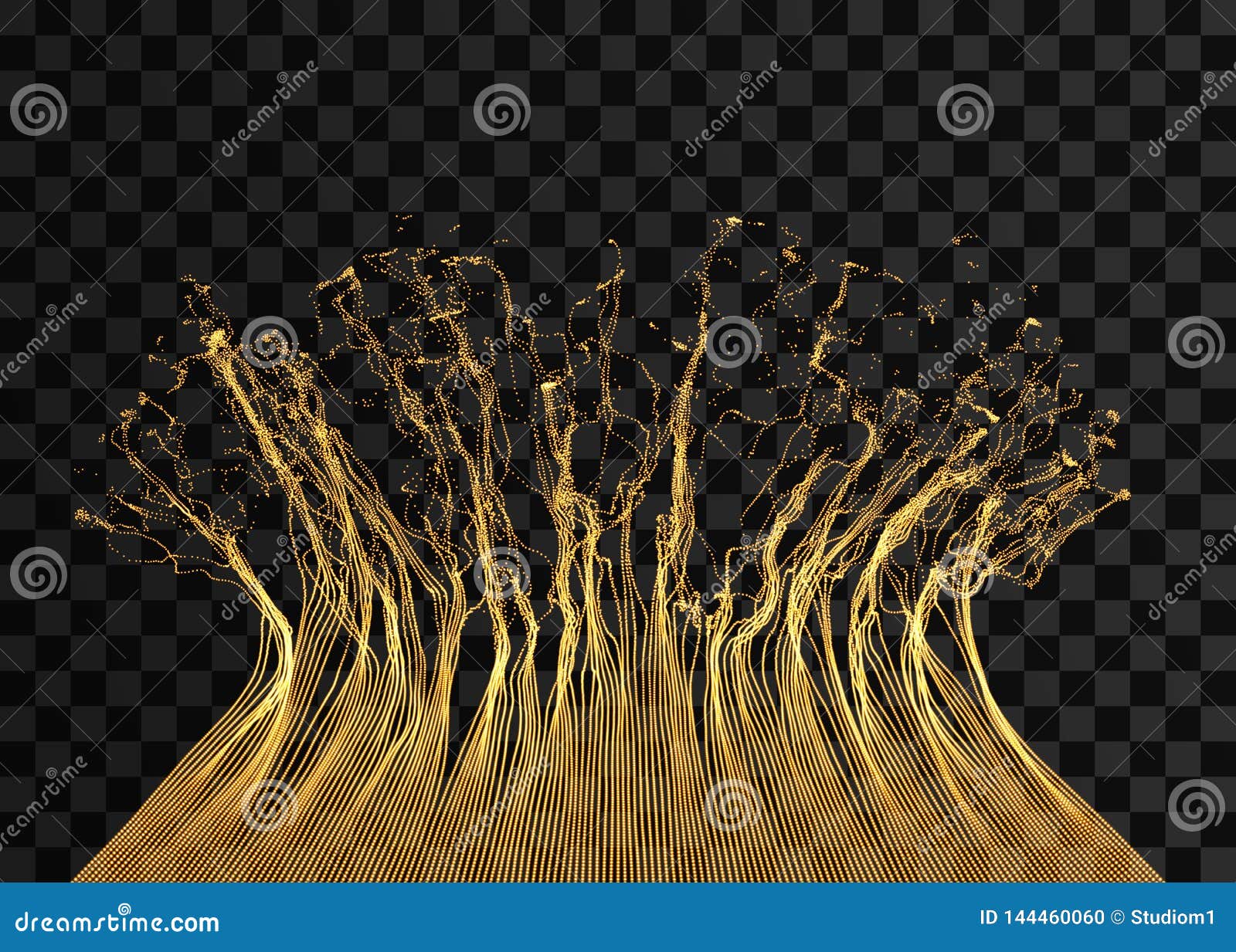 Array with Dynamic Emitted Particles. Water Splash Imitation. Abstract ...