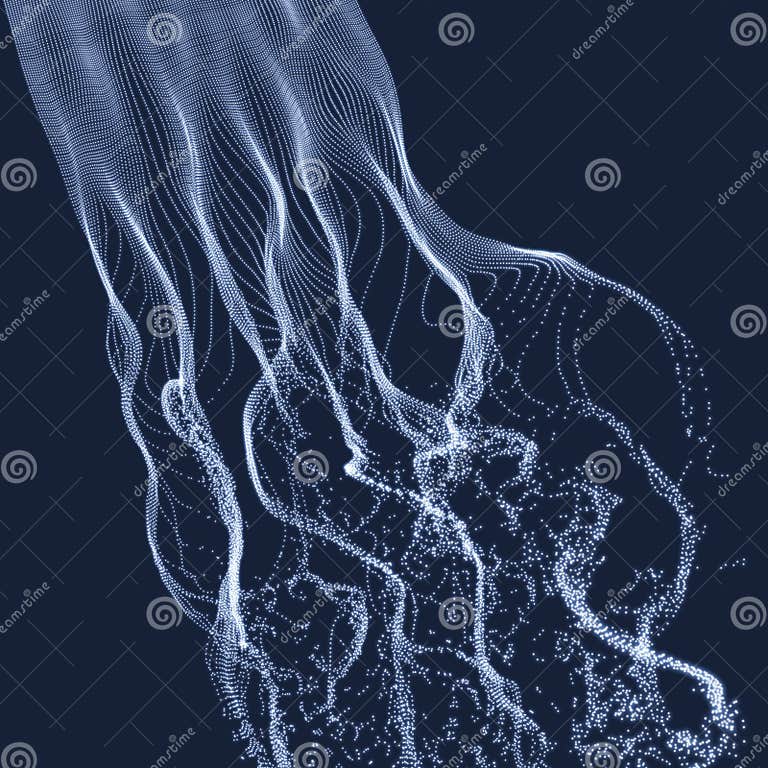 Array with Dynamic Emitted Particles. Water Splash Imitation. Abstract ...