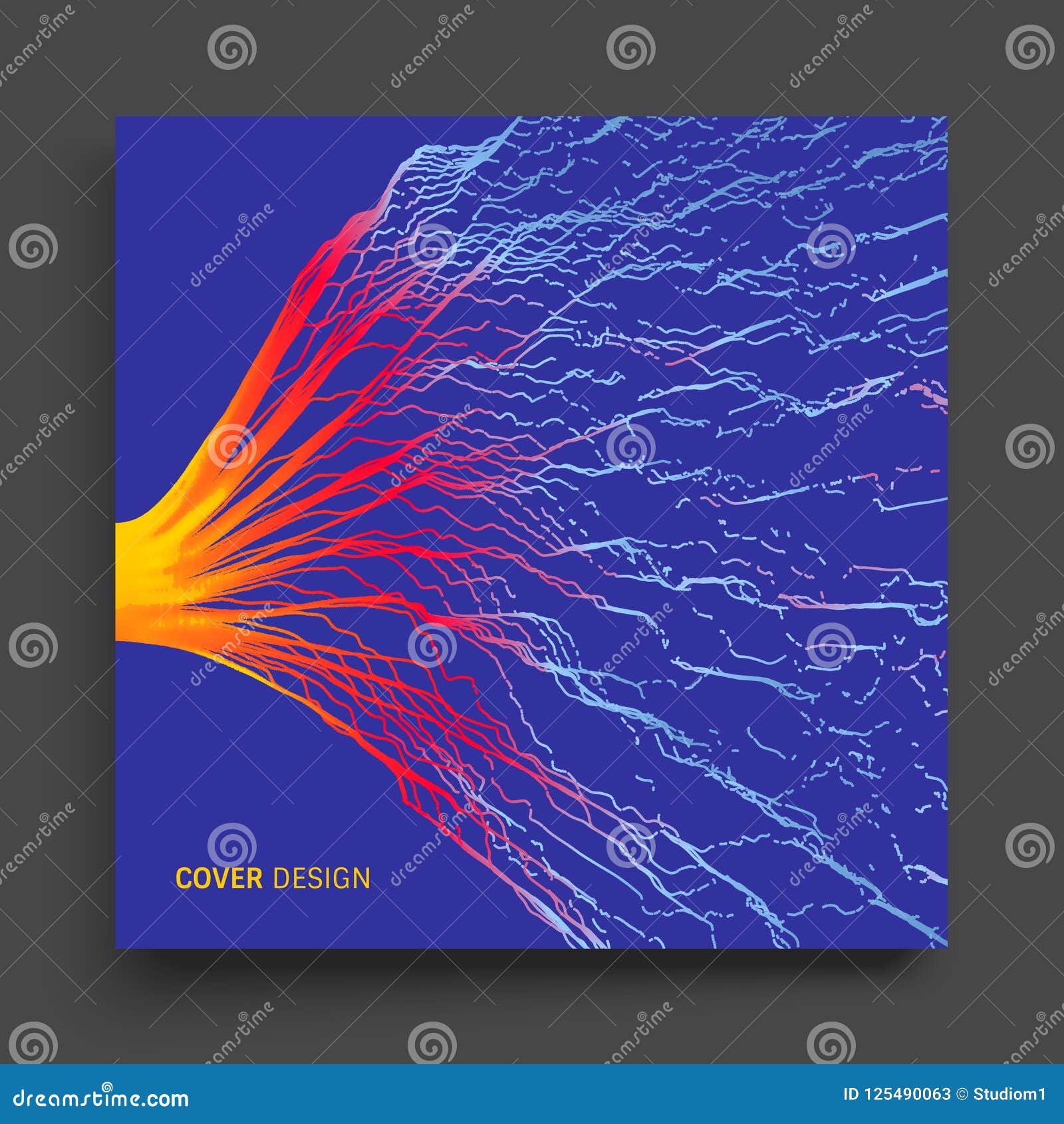 Array with Dynamic Particles. Composition with Motion Effect. Abstract ...