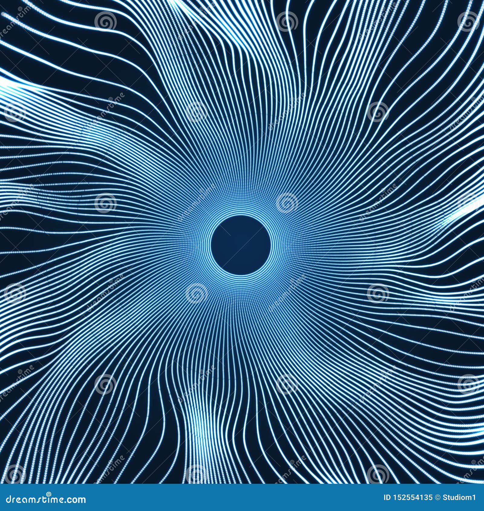 Array with Dynamic Particles. 3d Futuristic Technology Style. Abstract ...