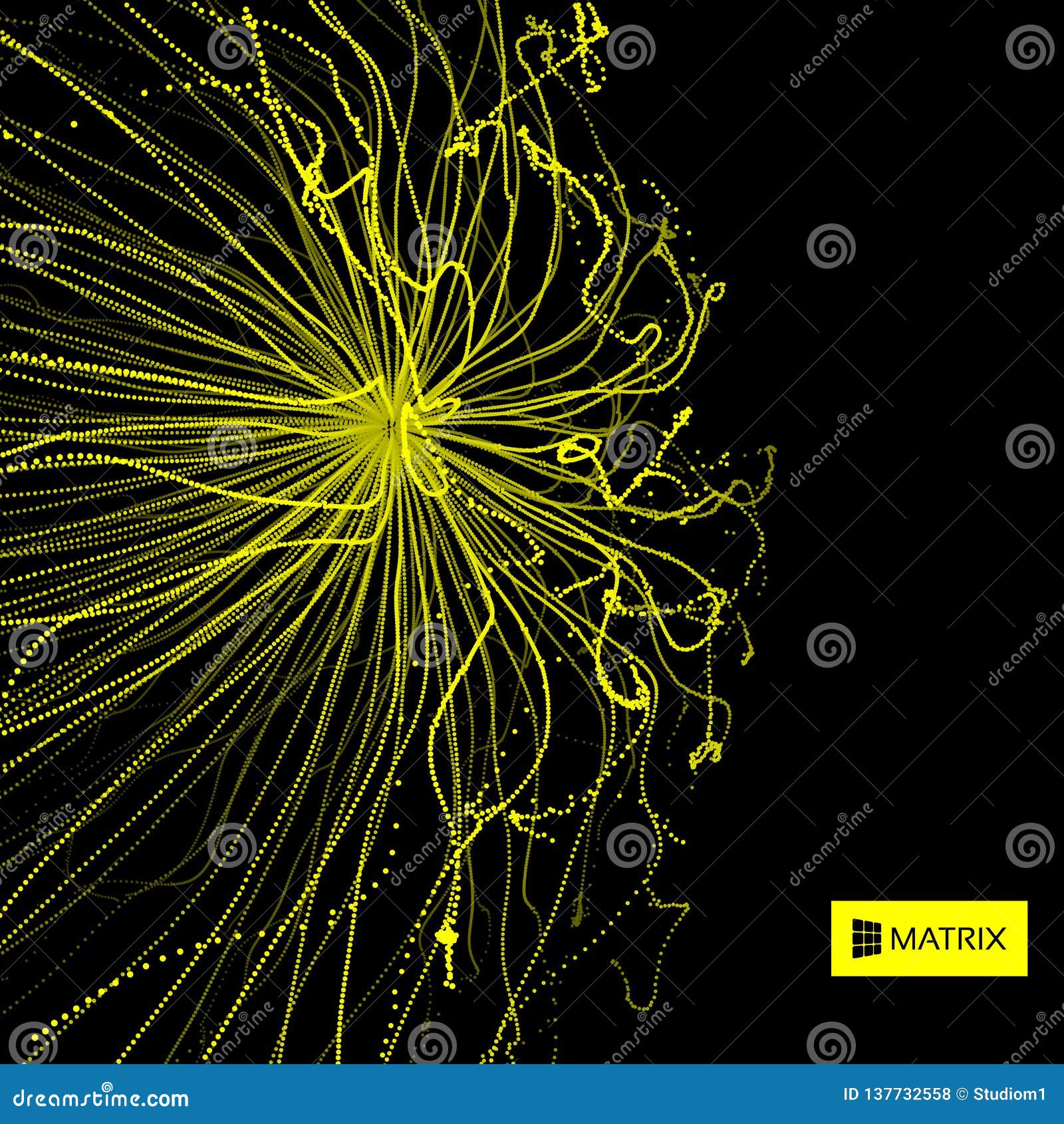 Array with Dynamic Particles. 3d Futuristic Technology Style. Abstract ...