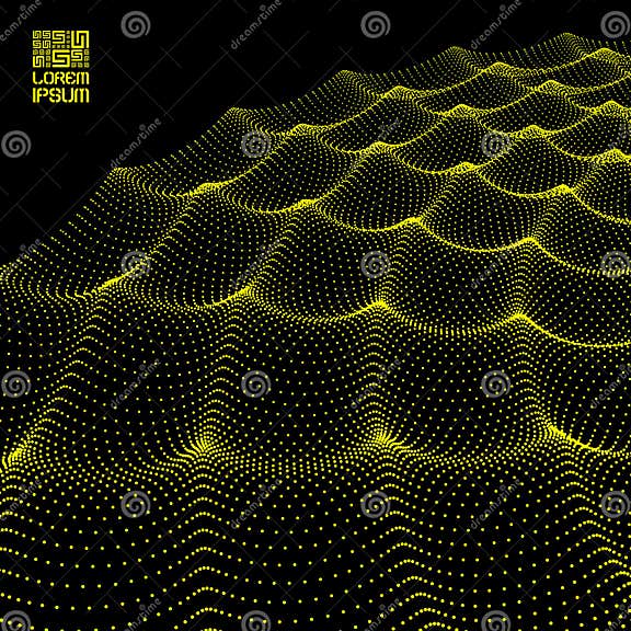 Array with Dynamic Particles. Flowing Particle Waves. Wavy Grid Background Stock Vector ...