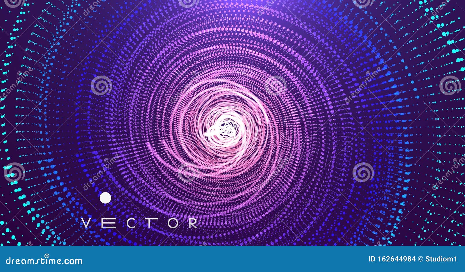Array With Dynamic Particles Swirl With Connected Dots Abstract Science Or Technology