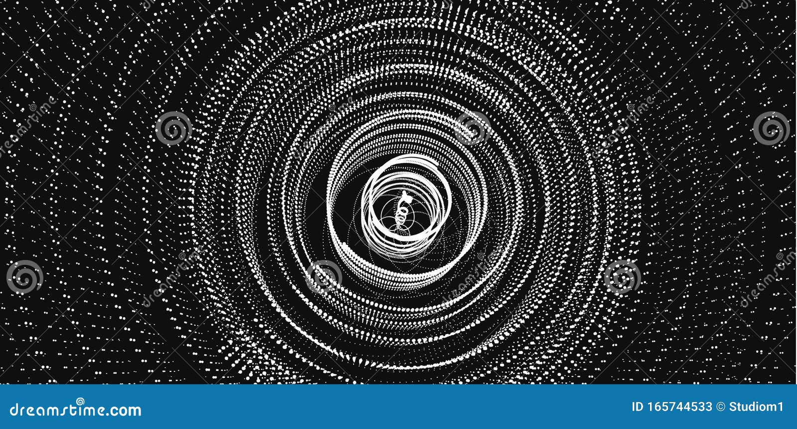 Array With Dynamic Particles Swirl With Connected Dots Abstract Science Or Technology