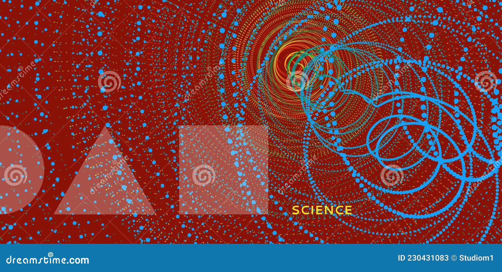 Array With Dynamic Particles Swirl With Connected Dots Abstract Science Or Technology