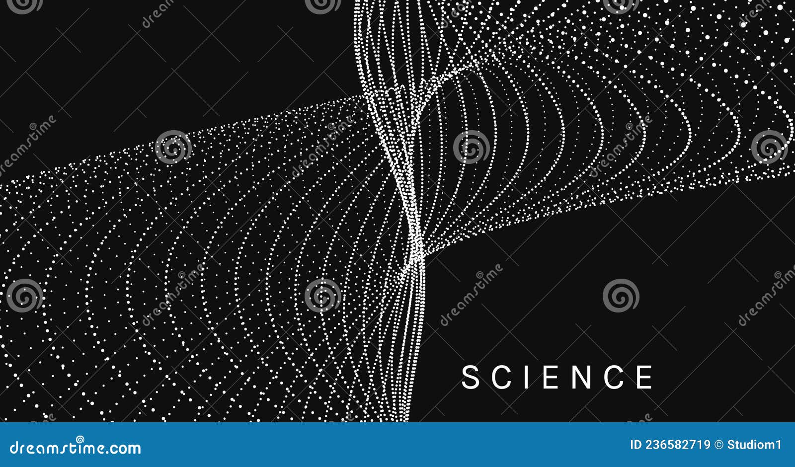 Array With Dynamic Particles Swirl With Connected Dots Abstract Science Or Technology