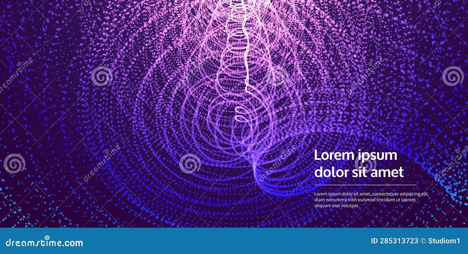 Array with Dynamic Particles. Swirl with Connected Dots. Abstract Technology Background. 3d ...