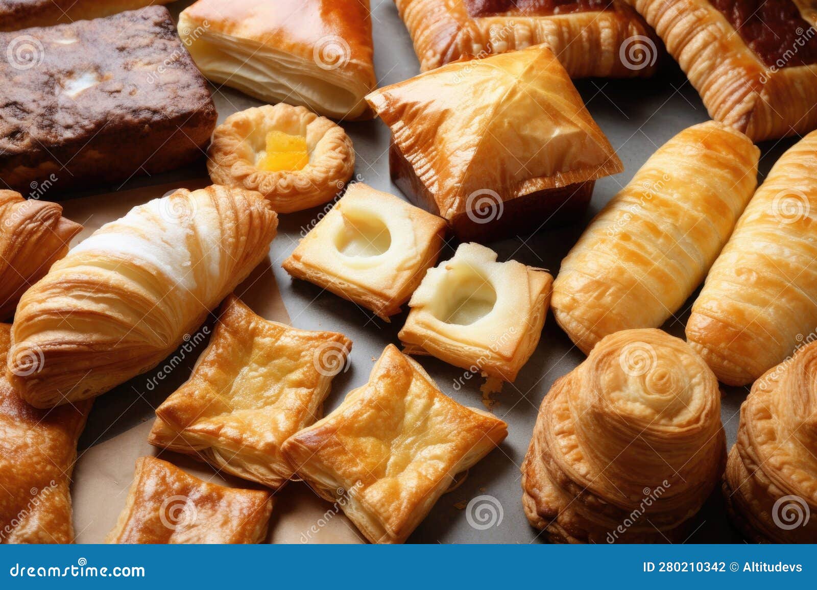 Array of Flaky Puff Pastries and Turnovers, in Variety of Shapes and ...