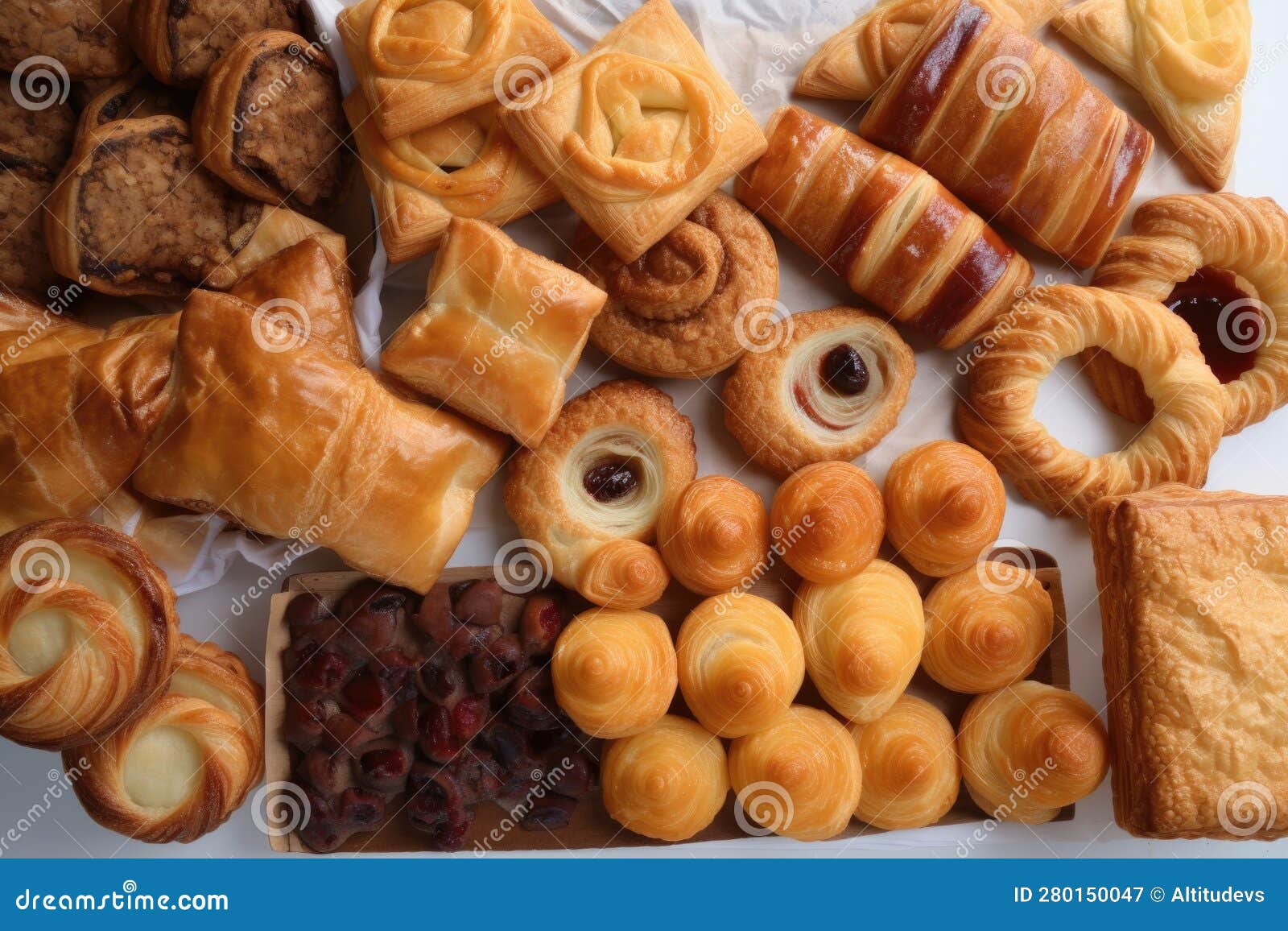 Array of Flaky Puff Pastries and Turnovers, in Variety of Shapes and ...
