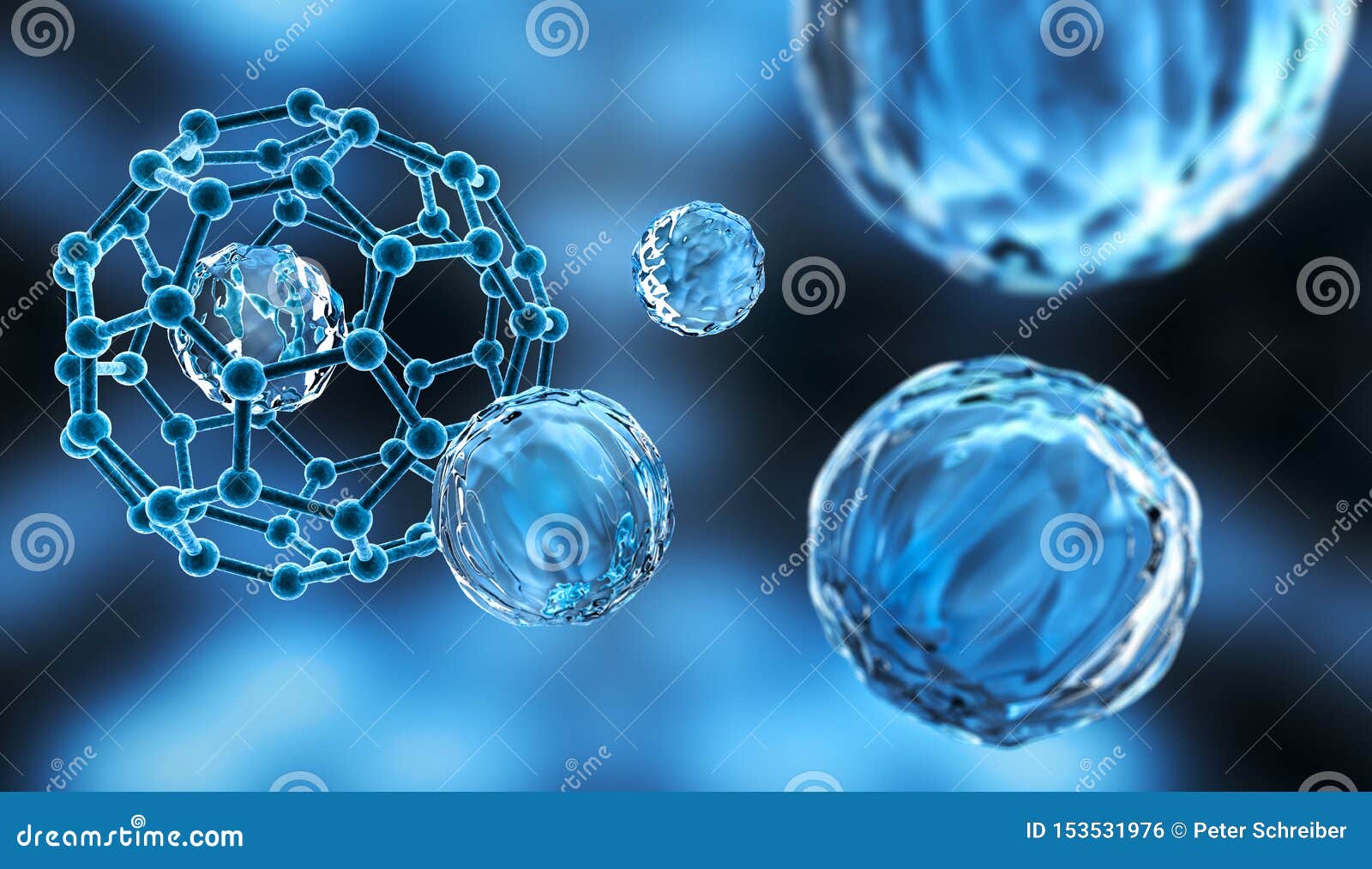 Grid of a Blue Molecule - 3d Structure Visualization Stock Illustration ...