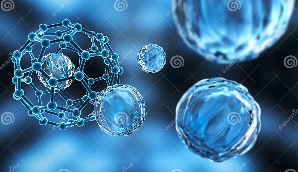Grid of a Blue Molecule - 3d Structure Visualization Stock Illustration ...