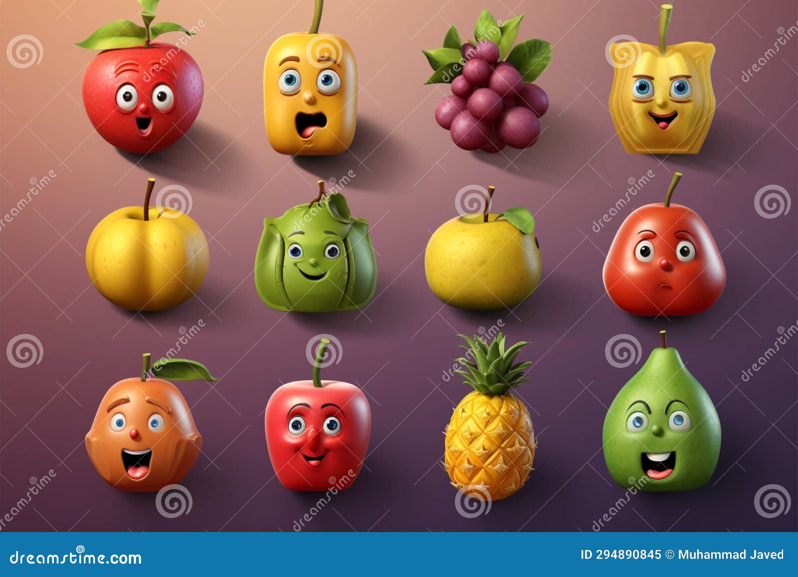 An Array of Fruit Themed Emojis for Colorful and Fun Messaging Stock ...