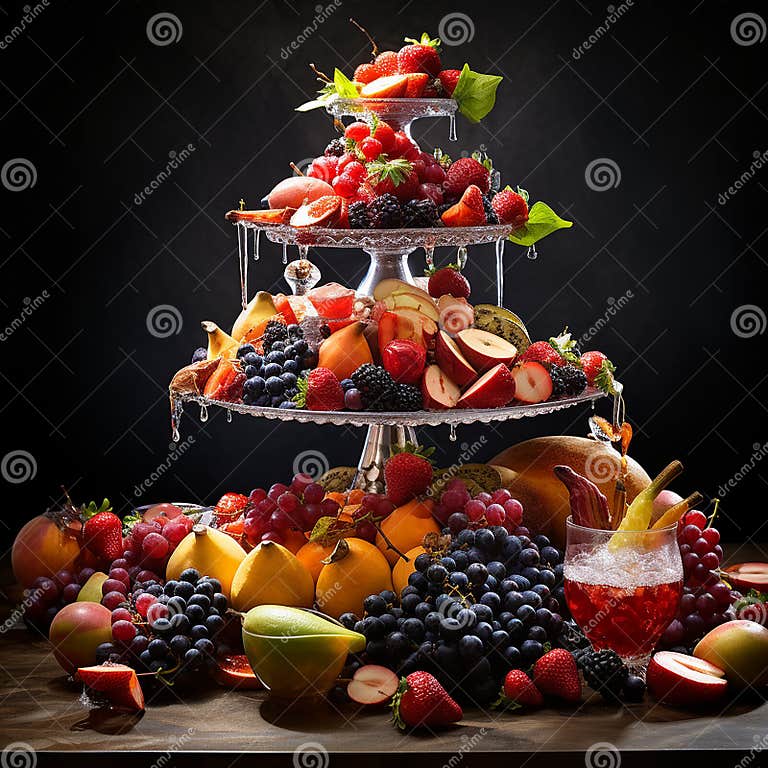 An Array of Fruits Piled Up on Display with Studio Lighting Style ...