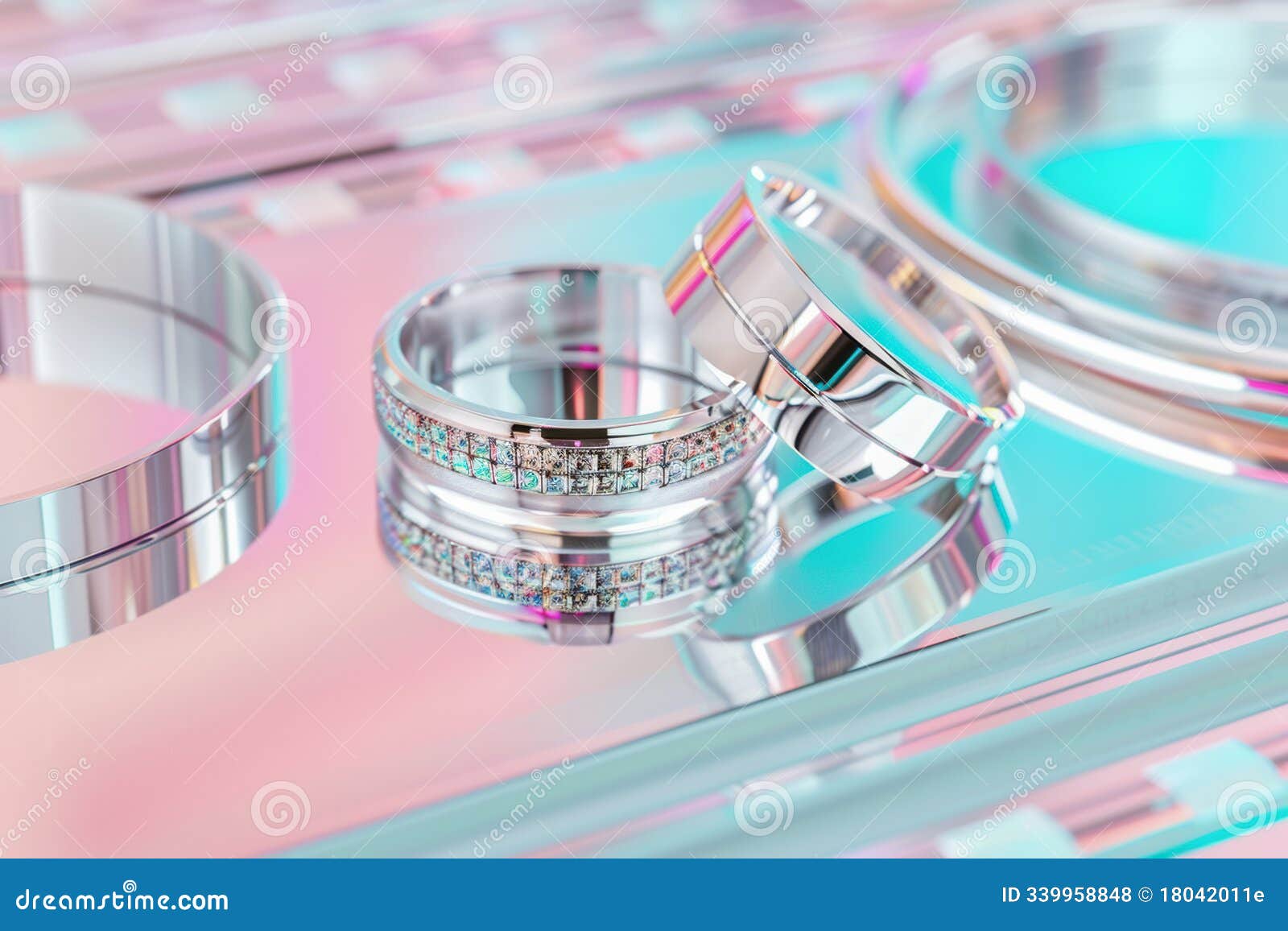 An Array of Futuristic Y3K Aesthetic Rings Featuring Vibrant Colors and ...