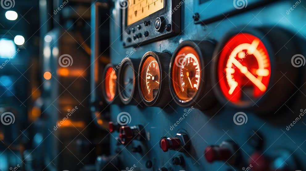 An Array of Gauges and Dials on an Industrial Control Board Some ...