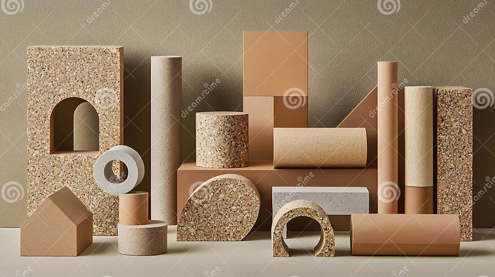 An Array of Geometric Shapes in Neutral Tones. Stock Photo - Image of ...