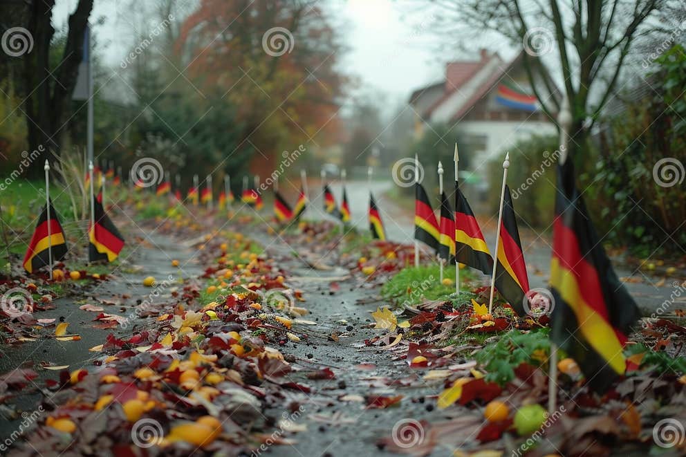 Array of German Flags Proudly Exhibited in Public Space for Cultural ...