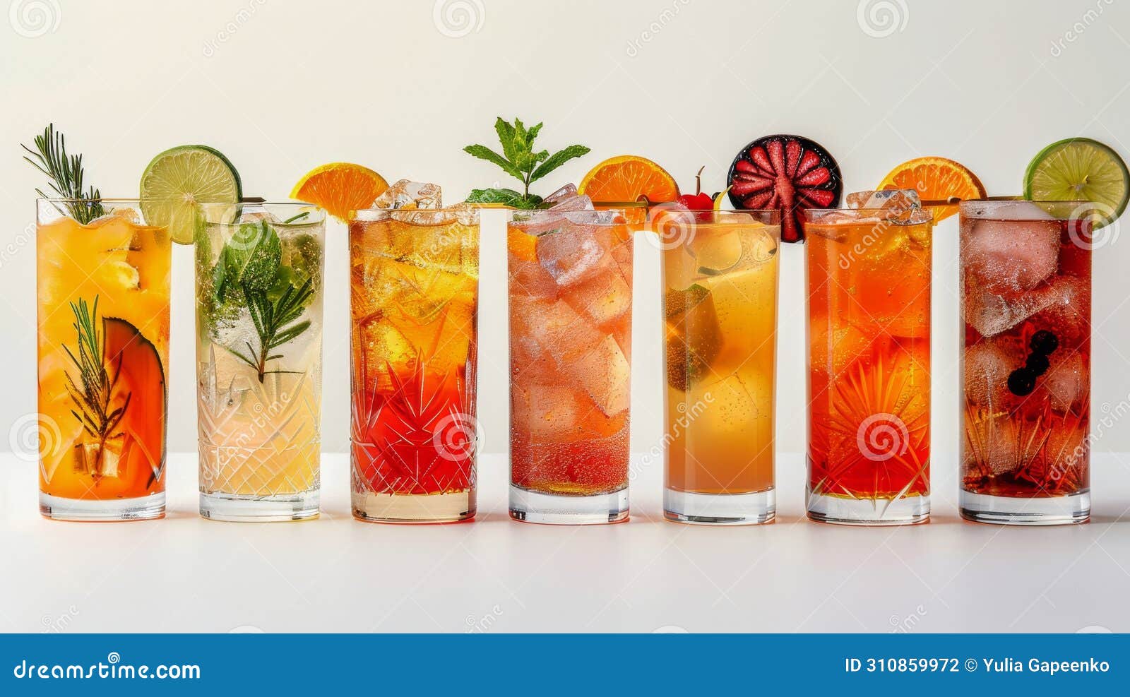 Array of Glasses with Various Drinks Stock Photo - Image of generated ...
