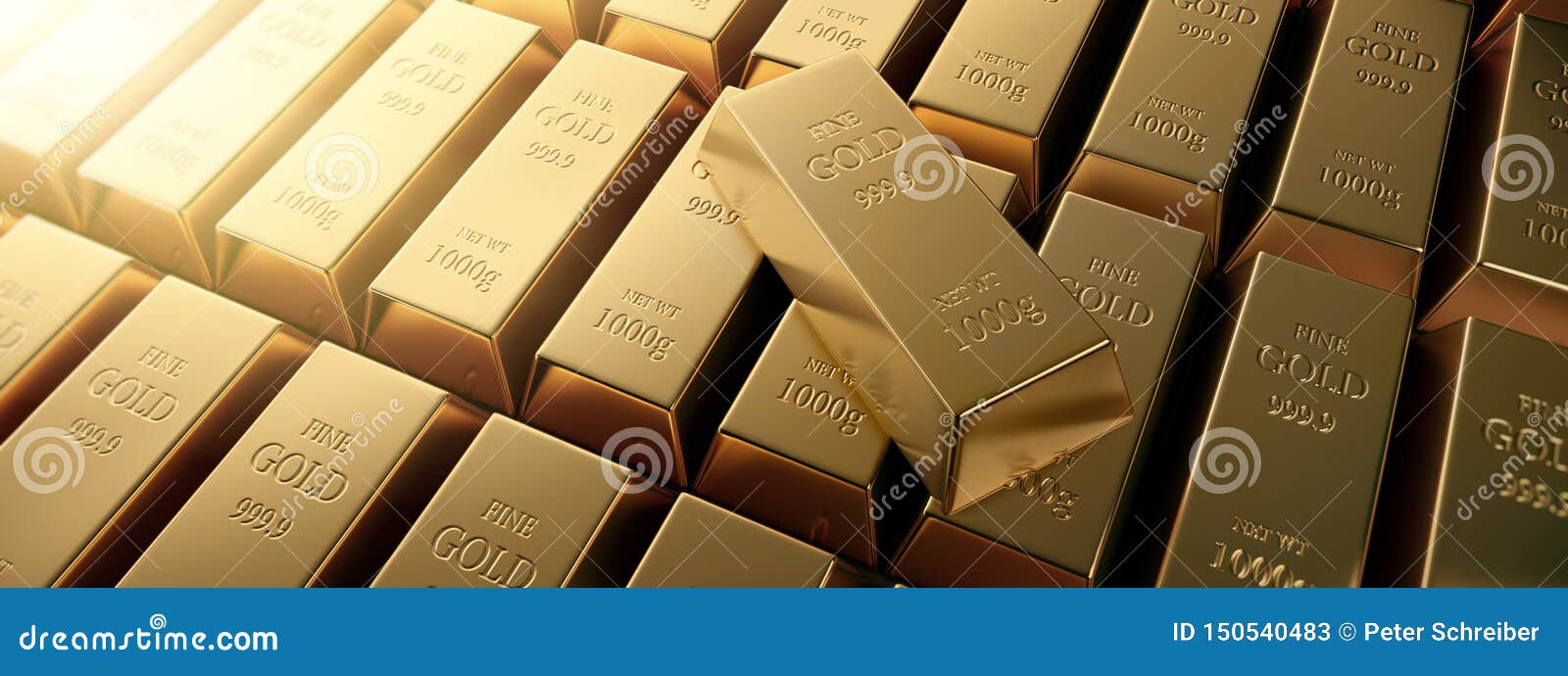 Array of Gold Bars and a Single Fine Gold Bar Stock Illustration ...