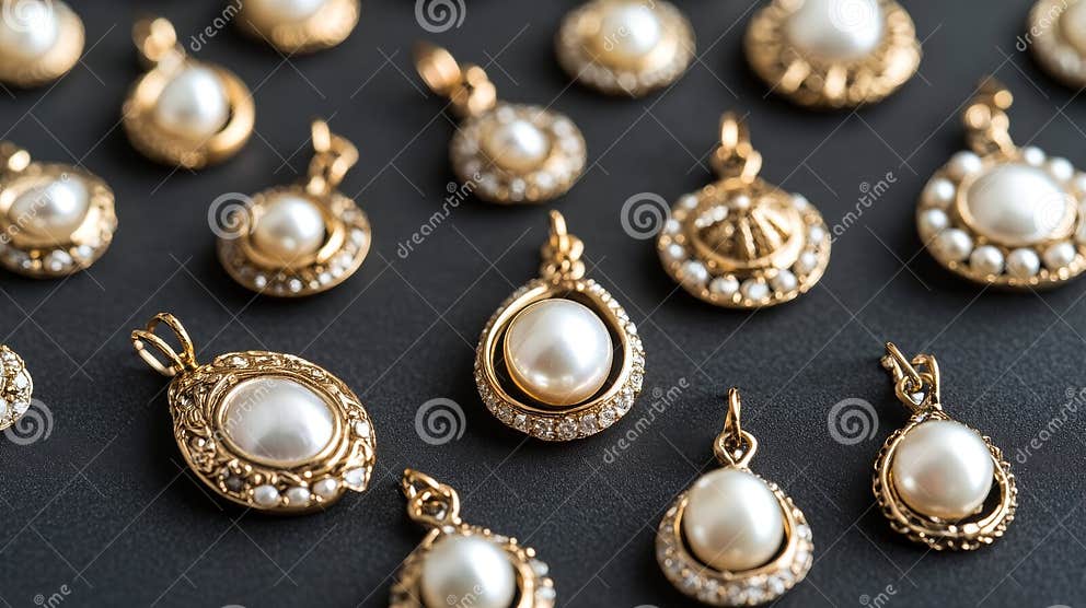 An Array of Gold Jewelry Pieces Displayed Against a Black Background ...